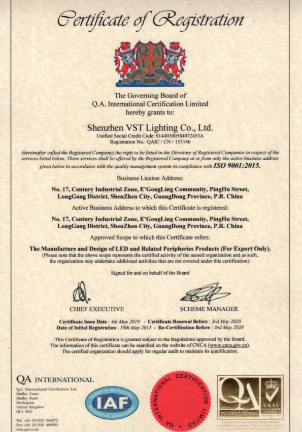 Certificates-LED Smart Under Cabinet Lighting Solutions Manufacturer ...