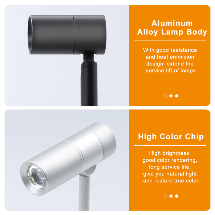 12V Cabinet Spotlight for Jewelry Showcase 1W Rotatable LED Focus Light ...